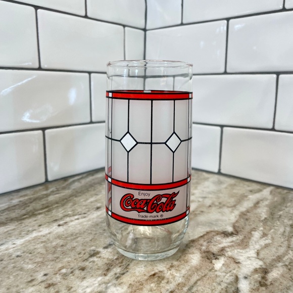 Coca Cola | Dining | Vintage Cocacola Frosted Stained Glass Drinking ...